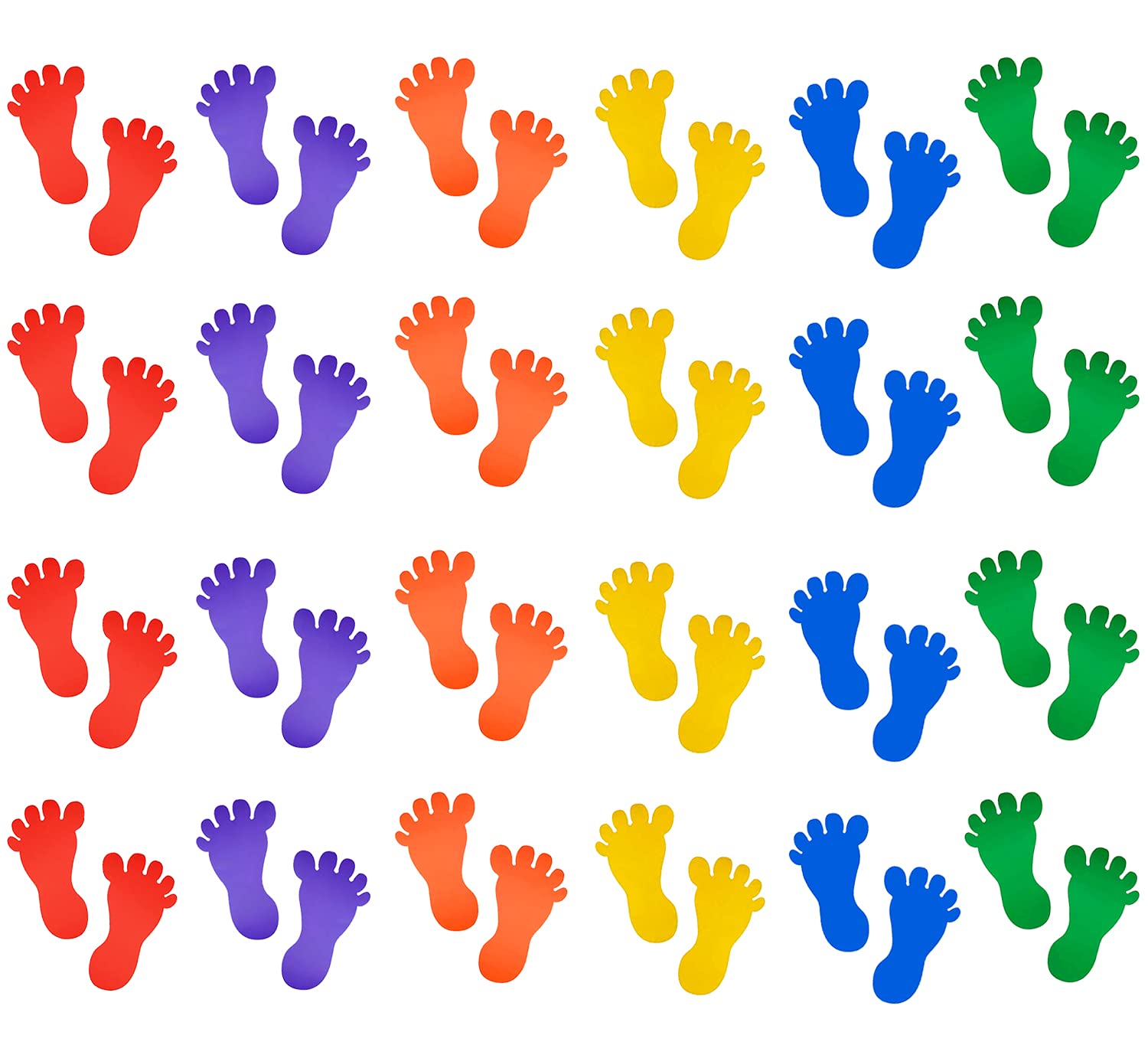 GOCROWN 48 Pcs 24 Pairs Footprint Stickers Baby Kids Footprint Decals for Floor Wall Stairs to Guide Directions,6 Colors