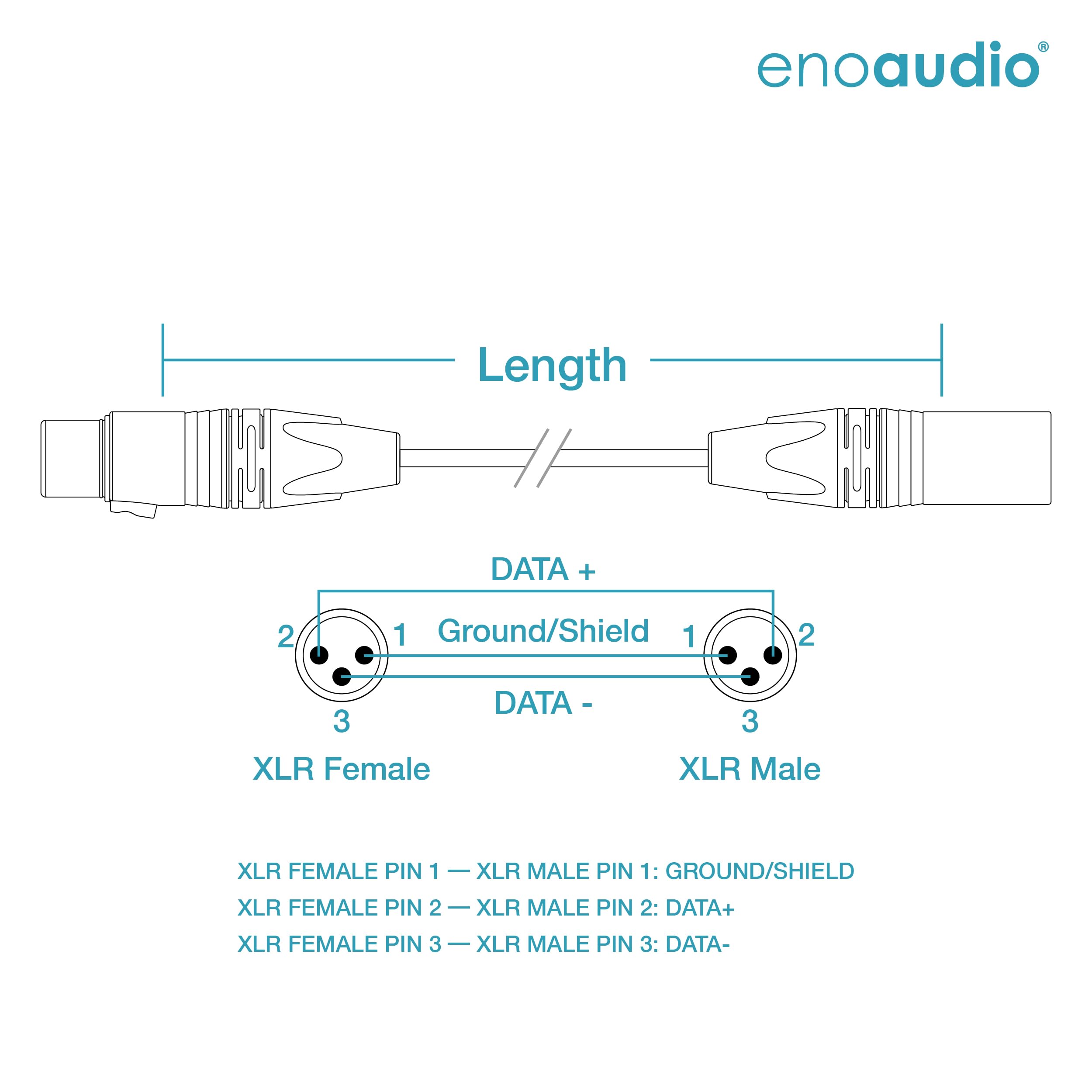 enoaudio Mogami 3080 AES/EBU Digital Cable 110 Ohm | Neutrik XLR Female - XLR Male | HiFi - 9.84 ft / 3.0 m