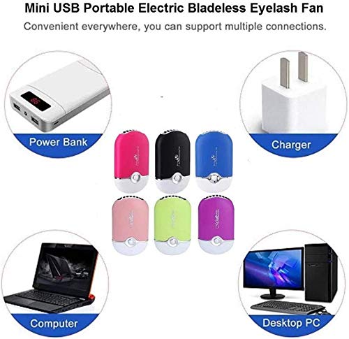 Feugole USB Mini Portable Fans Rechargeable Electric Bladeless Air Conditioning Refrigeration Blower Dryer Fan for Eyelash Extension