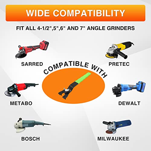PRETEC Adjustable Angle Grinder Pin Wrench Lock-Nut Spanner Grinder Wrench Universal with 2 Pairs Work Gloves,Compatible 4/5/6/7/9 Inch Angle Grinder for Dewalt Makita