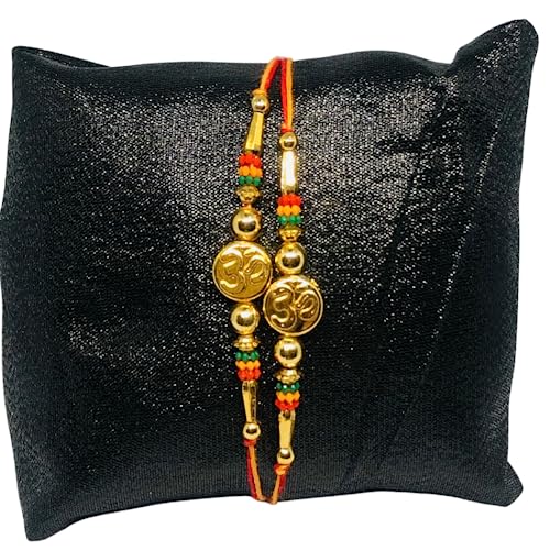 TheNext7 OM Rakhi for Brothers, Om Design Rakhi Thread Raksha Bandhan Gift for Your Brother Vary Color and Multi Design - Set of 2
