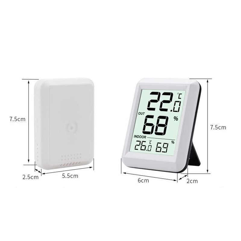 LNYHLXS Indoor and Outdoor Temperature and Humidity Meter Household Dry and Wet Digital Display Room Temperature Table