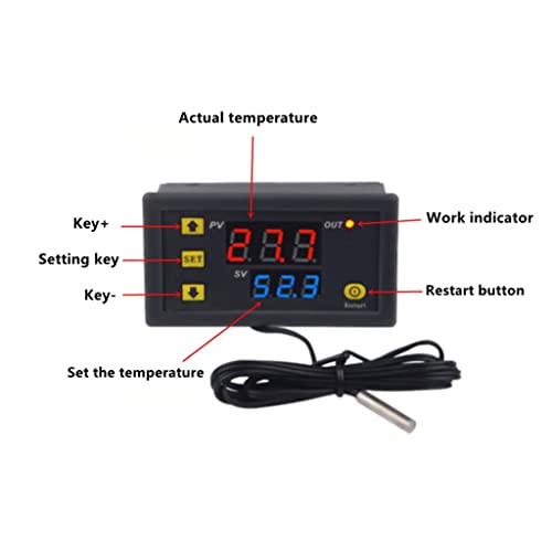 LNYHLXS Mini Digital Temperature Controller Thermostat Regulator Heating Cooling Control Thermoregulator Ensor(DC12V)