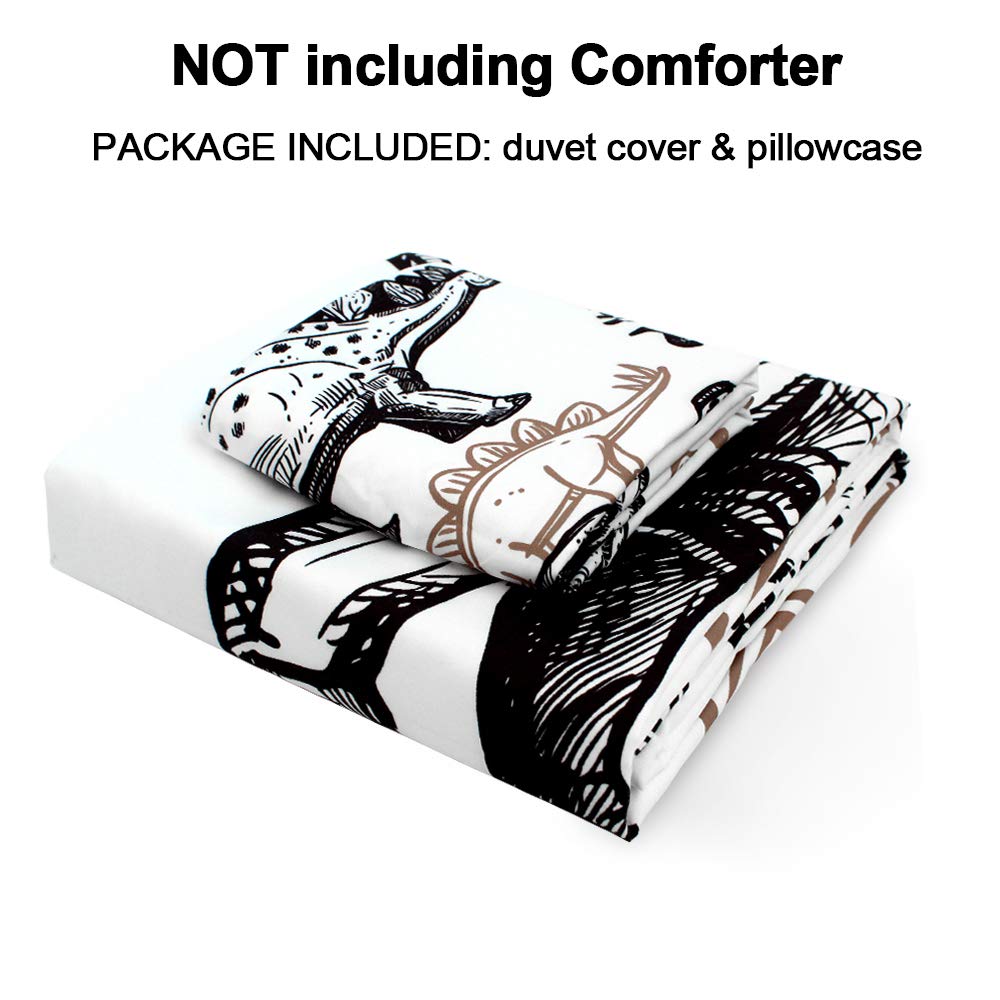 Duvet Cover Dinosaur Twin Bedding - 3D Animal Pattern Boys Children's Cover with Zipper,Cartoon Style,Soft Breathable,Children's Day Gift,ZHH