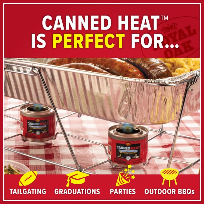 Royal Oak Canned Heat 12 Pack 6 Hour Fuel, Easy Open, Resealable, Non-Drip, for Food, Chafing Dishes, Buffet Burners, Parties, Weddings, BBQs, Small, Red