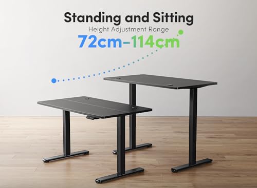 FEZIBO Height Adjustable Electric Standing Desk, 44 x 24 Inches Stand up Table, Sit Stand Home Office Desk with Splice Board, Rusticbrown