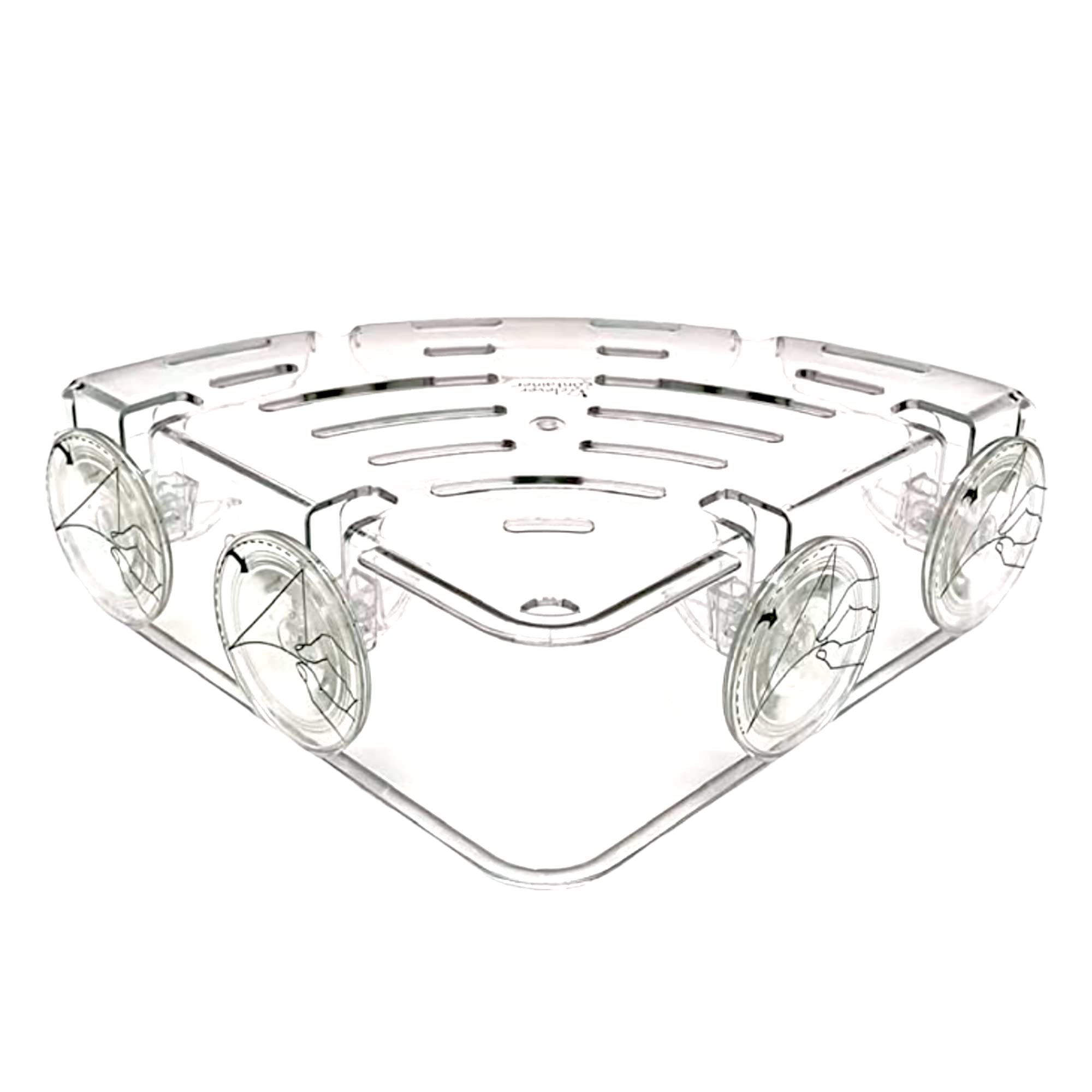 RoomForLife - Clear Corner Shelf- 10 by 3 by 3 - Suction and Adhesive Attachment - Bathroom - Garage - Kitchen - Plant Shelf