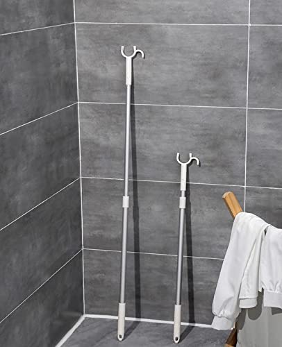 Reach Stick Clothes Pole with Hook 45" Extend Long Pole Closet Garment Telescoping Pole with Long Handle for High Reach Areas, Perfect for College Dorm