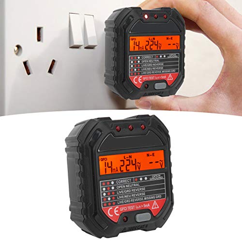 HT107B 90-250V Socket Tester 3-Pin Outlet Tester Receptacle Tester Frequency Phase Voltage Leakage Voltage Test Electric Circuit Detector