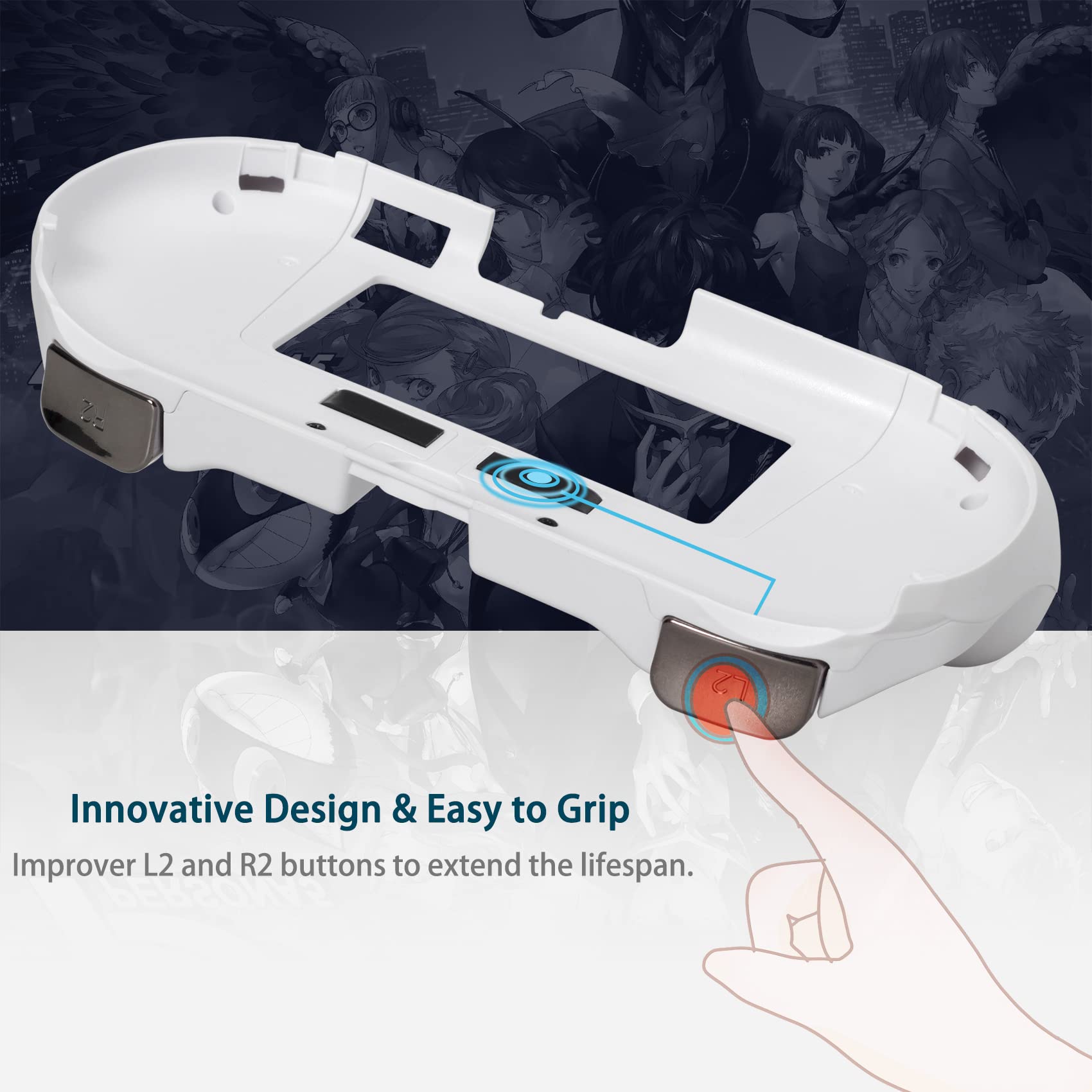 Gorliskl Hand Grip Handle Joypad Protective Case with L2 R2 Trigger Button Grip Shell Controller Protective Case for Sony PlayStation PS Vita 2000 PSV 2000 PS Vita Slim.(White)