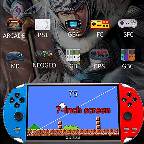 HealthyElves 7 inch Screen Handheld Portable MP5, Dual Video and Electronic Games, Nostalgic Arcade Game Console with Joystick, 16GB Memory, Support GBC/GBA/NES/MD/SMC/SFC Games
