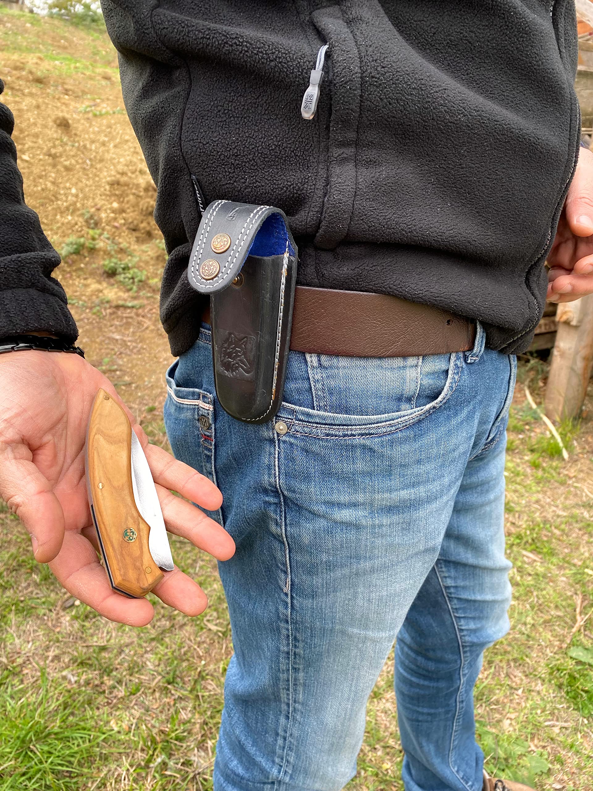 Handmade 4116 Stainless Steel Folding Pocket Knife 100% Prime Quality -Steel Survival Knife for Hunting and Camping- with Walnut Wood- Include Leather Sheath Quality