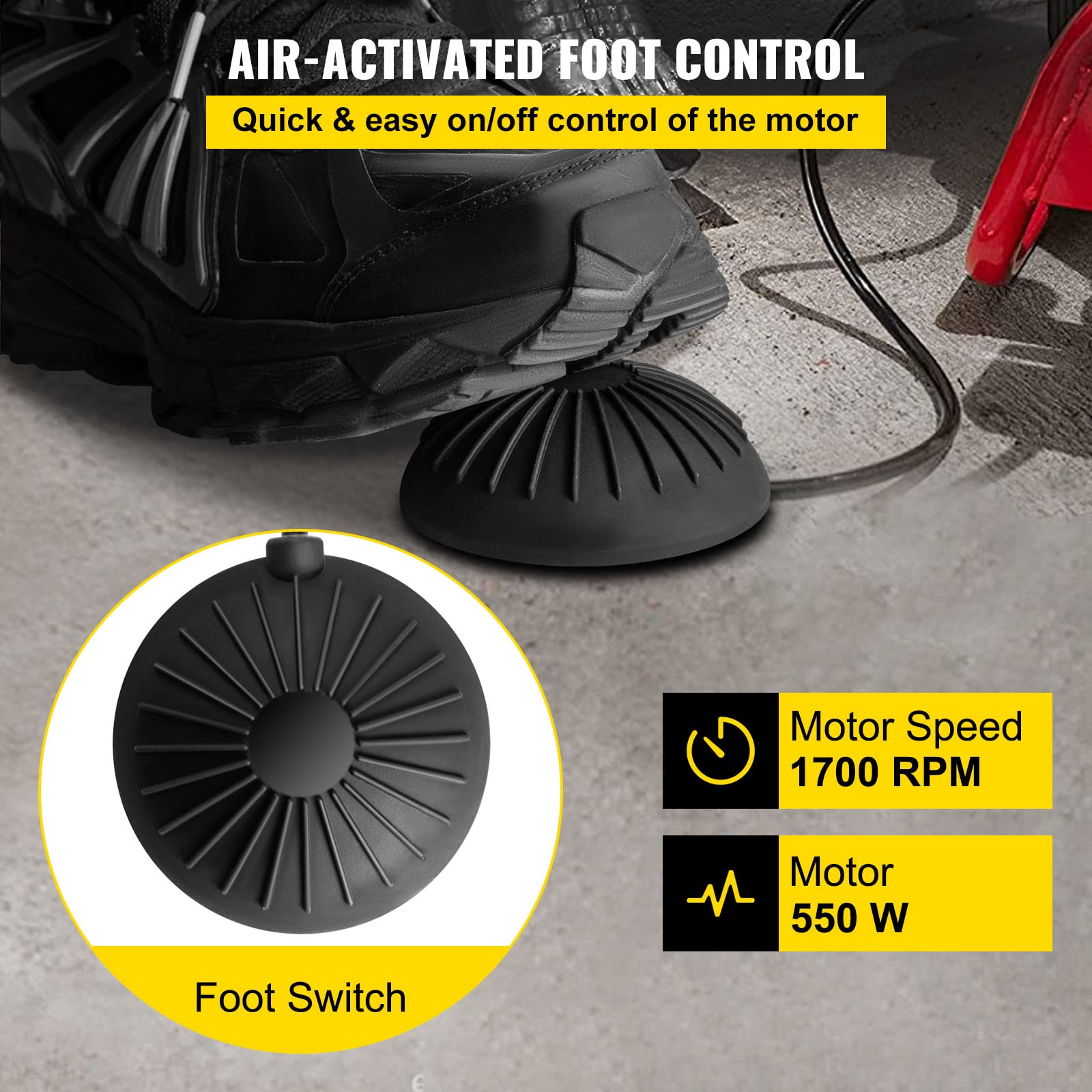 VEVOR Drain Cleaner Machine 100ftx1/2in Electric Drain Auger 550W Sewer Snake Drill Machine, fit 1 Inch (25mm) to 4 Inch(100mm) Pipes, w/Wheels, Cutters, Foot Switch