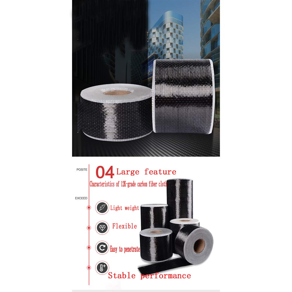 SOFIALXC Full Carbon Fiber Fabrics Cloth Wrap Sheet 200g/m2 10cm Width,Long,1000cm