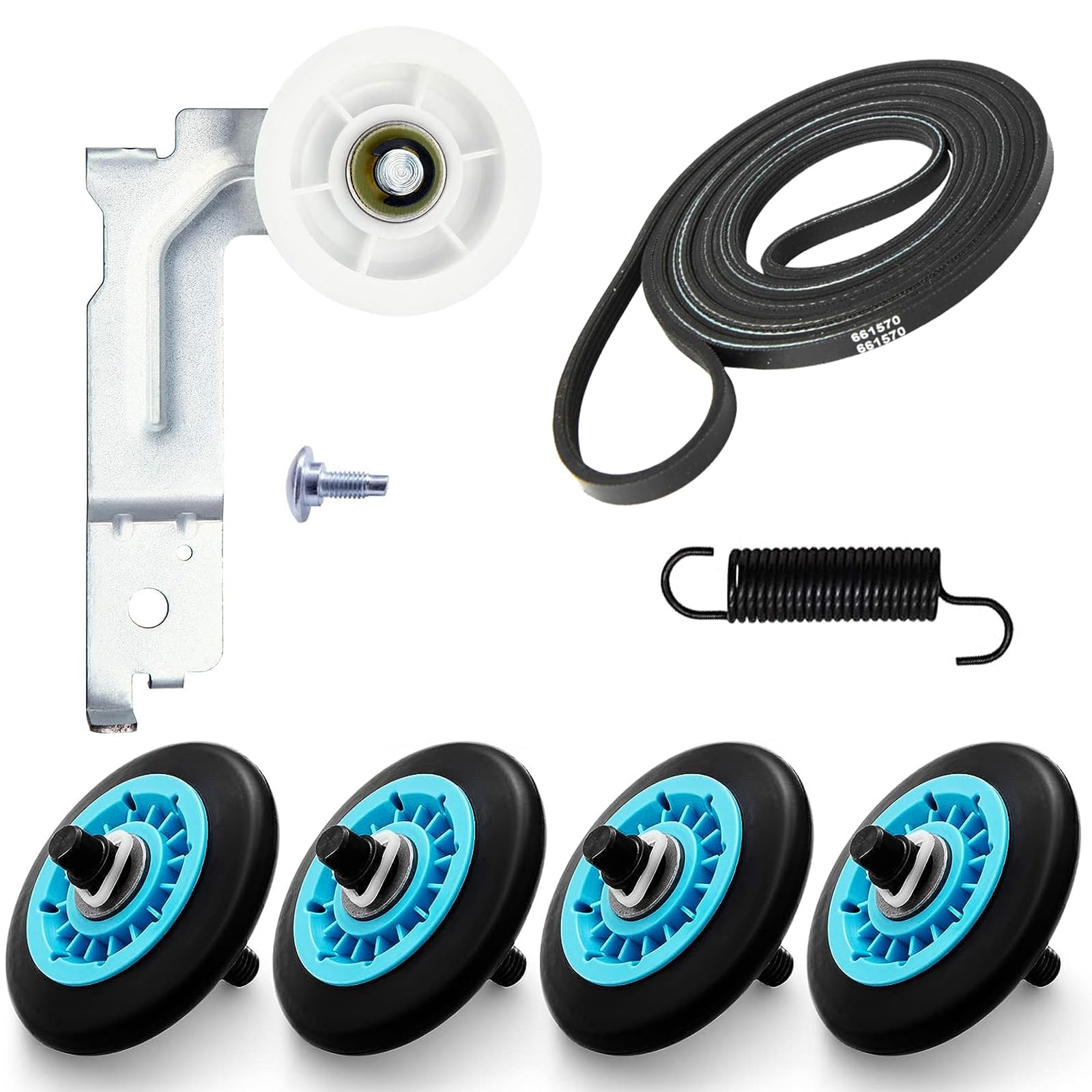 Dryer Roller Repair Kit by Gattaidar with Idler Pulley DC93-00634A, Drum Roller DC97-16782A, Dryer Belt 6602-001655, Compatible with Samsung Replace PS4221885 DV48H7400EW/A2