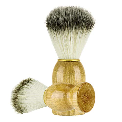 Locationndd2 Makeup Wood Handle Bear Shave Brush Barber Tool Shaving Men Hair Brush Concealer Sponge with Handle
