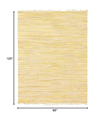 Rugs.com Chindi Cotton Collection Rug – 8' x 10' Yellow Flatweave Rug Perfect for Living Rooms, Large Dining Rooms, Open Floorplans