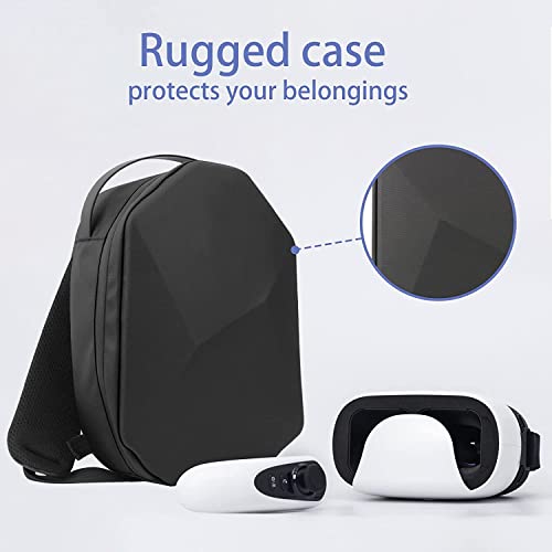 JILUDI Hard Shell Carrying Case Compatible with Oculus Quest VR Gaming Headset and Touch Controllers Accessories,Crossbody Shoulder Chest Backpack Suitable for Travel and Home Storage- Black
