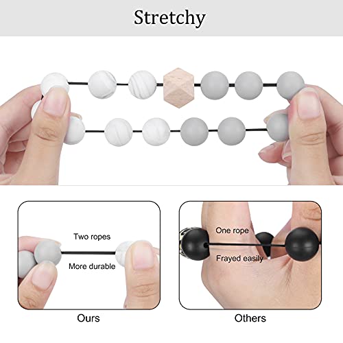 Weixiltc Bracelet Keychain Wristlet, Silicone Bead Key Ring Bracelet for Women (White)