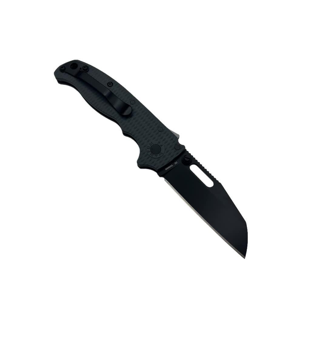 Demko Knives AD20.5 Shark Lock Folding Knife D2 Blade AD 20.5 Grivory Handle Flipper EDC Fidget Folder (Grey Scale/DLC Black/Shark Foot)