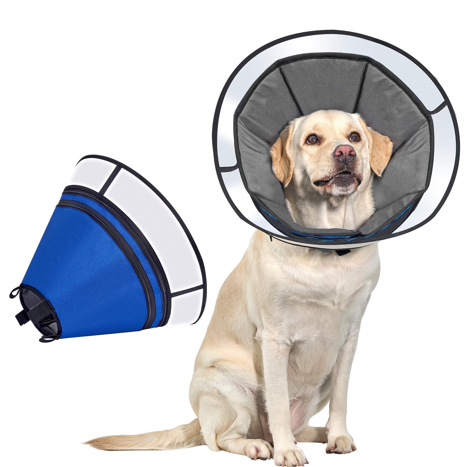 Soft Dog Cone Collar for Dogs After Surgery, OneTigris Adjustable Head Cone for Large Dogs, Neck Cone Alternative Elizabethan Dog Recovery Collars Prevent Licking (XL(Neck: 17.5"- 20.5"))