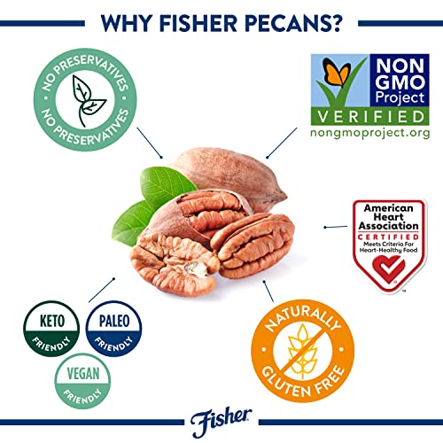 Fisher Chef's Naturals Pecan Halves 24oz (Pack of 1), Unsalted Raw Nuts for Cooking, Baking & Snacking, Vegan Protein, Keto Snack, Gluten Free