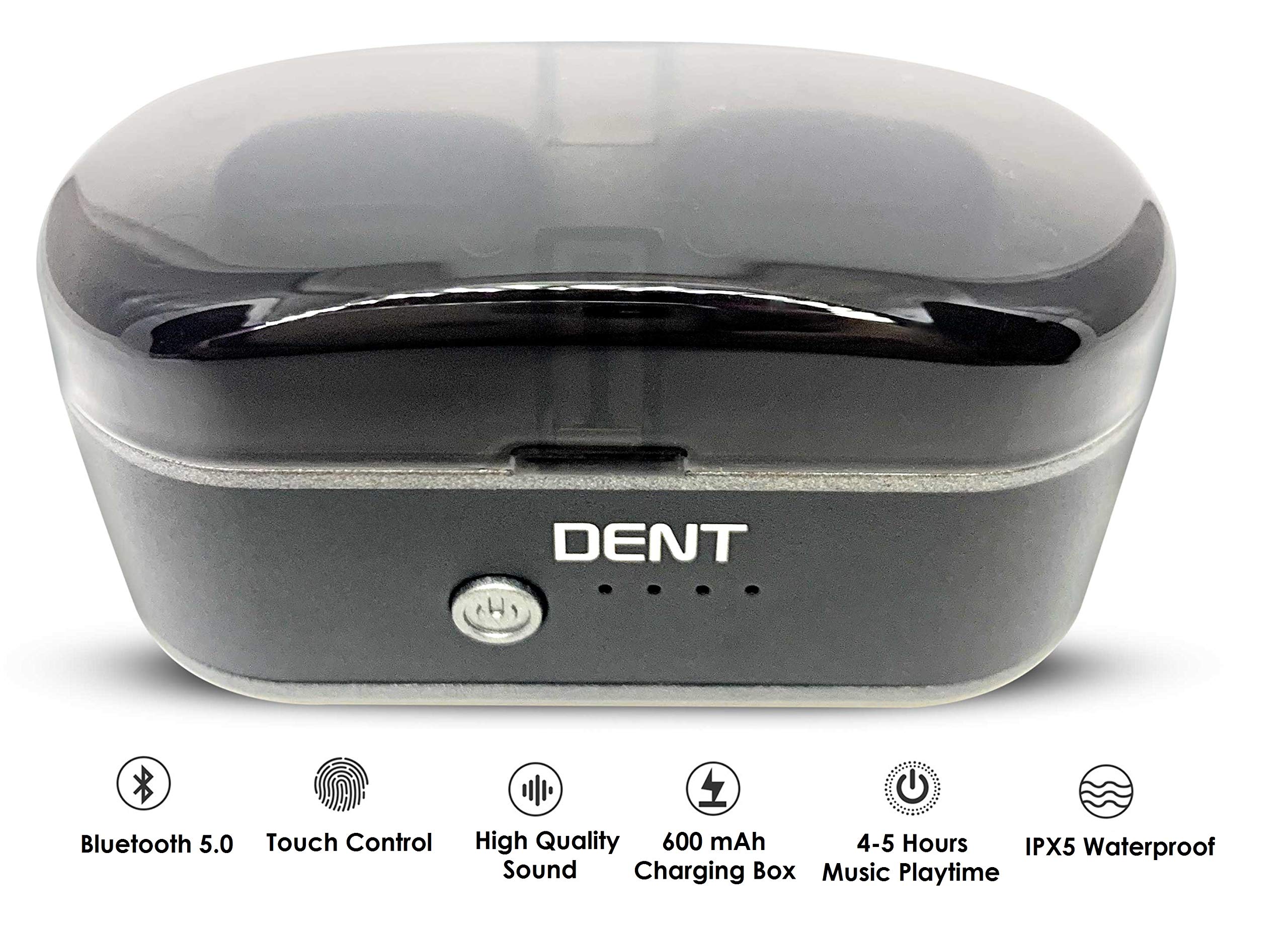 DENT T6 Wireless Earbuds IPX 5 Waterproof Bluetooth V5.0 (Black)