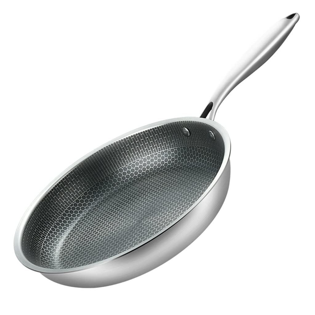 DHTDVD Stainless Steel Wok Thick Honeycomb Handmade Frying Pan Non-Stick Non Rusting Gas/Induction Cooker Pan (Color : D, Size : 28cm)
