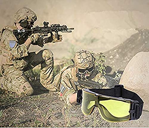 DPLUS Motorcycle Goggles, Ski Goggles, Safety Goggles, Dirt Bike ATV Goggles Protective Combat Tactical Military Goggles(Yellow)