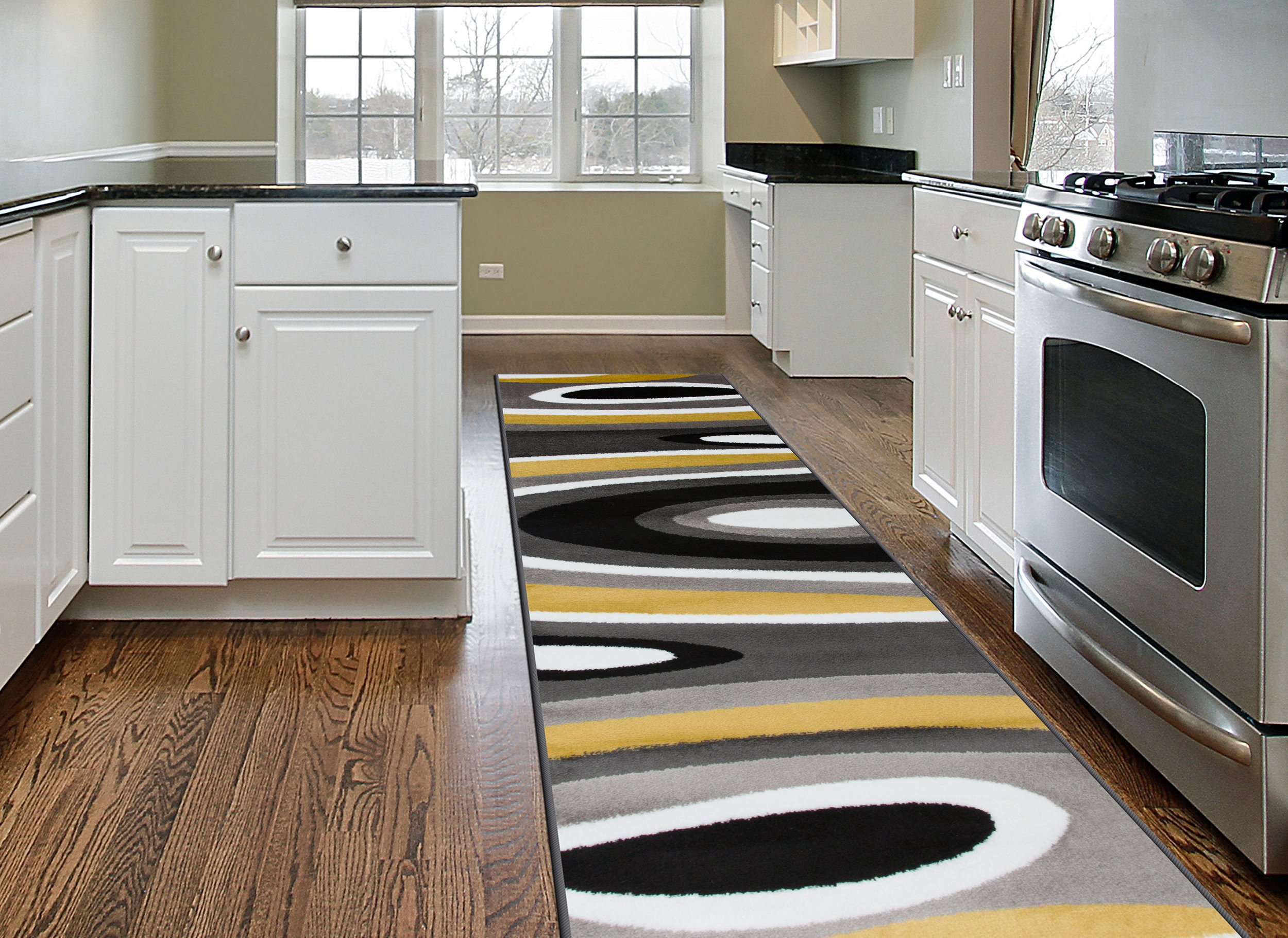 Rugshop Abstract Contemporary Modern Runner Rug 2' x 7'2" Yellow