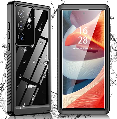 Oterkin for Samsung Galaxy S23 Ultra Case Waterproof,S23 Ultra Case with Built-in Screen&Camera Protector,360° Full Body Protection Dustproof Shockproof Heavy Duty Rugged Case for S23 Ultra-Black