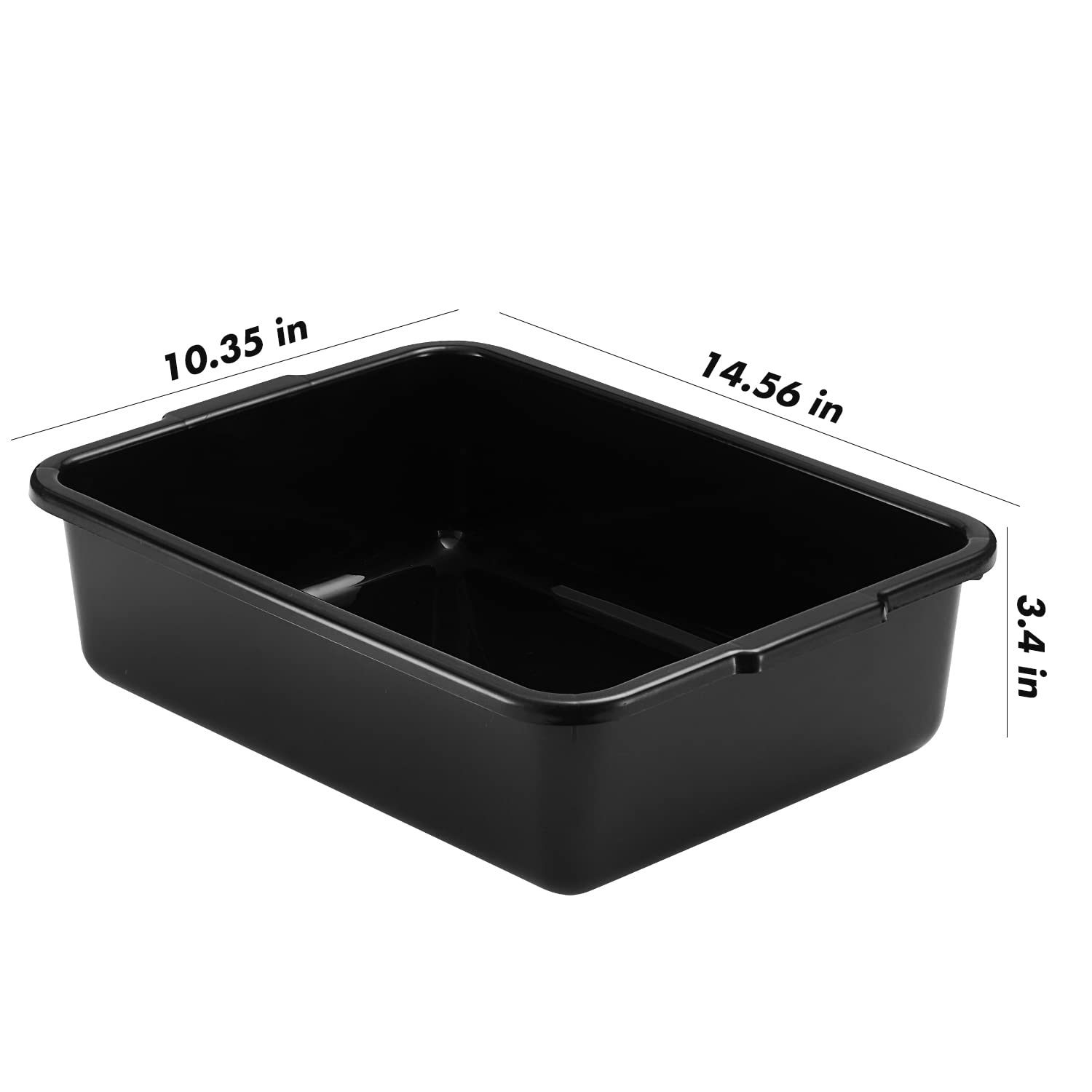 Krihan 5 Packs Black Plastic Bus Boxes, 8 L Utility Bus Box, Small Bus Tubs/Commercial Plastic Tubs