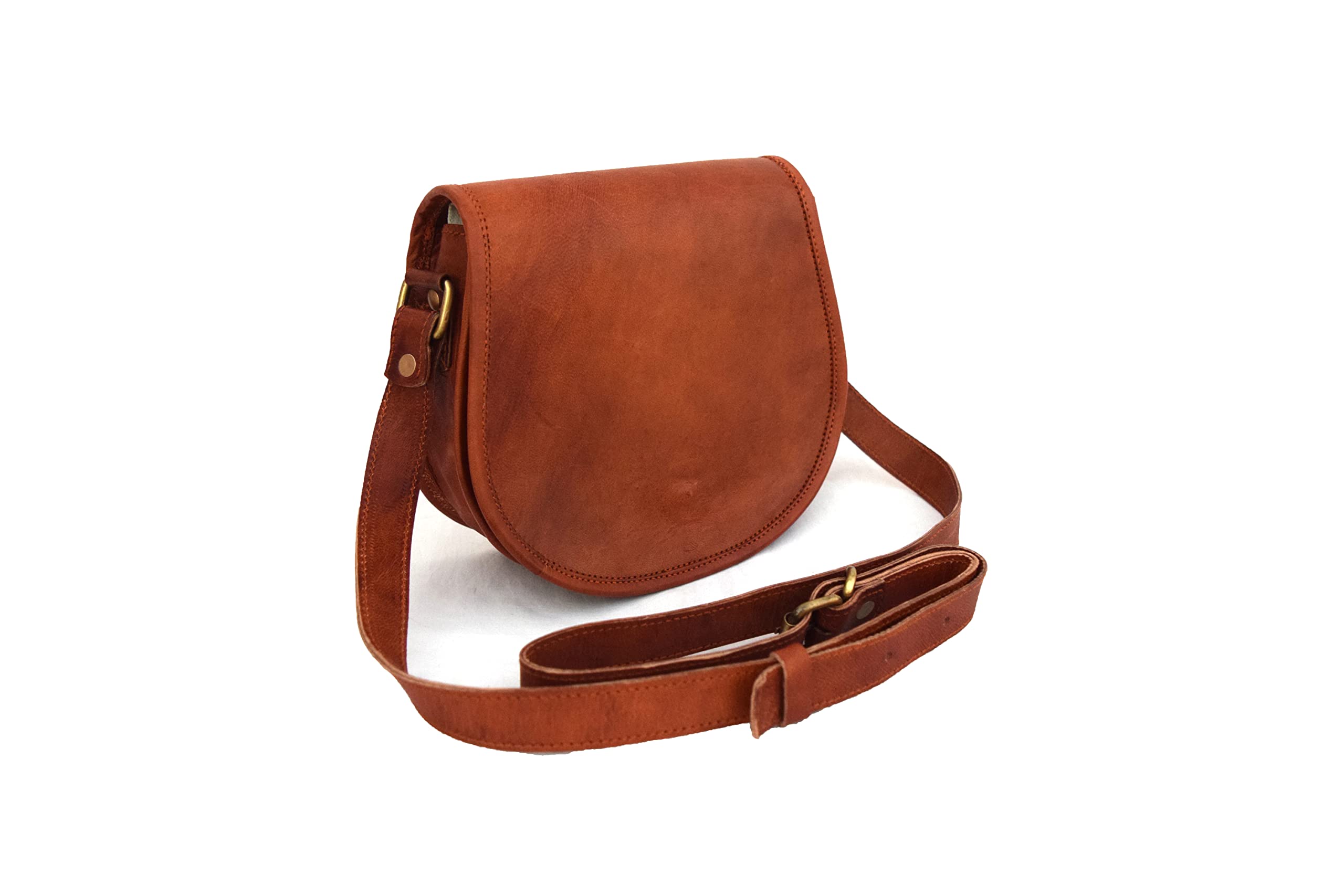 Handmade Full Grain Vintage Leather Crossbody Sling Bag Women/Teen Girls Purse Wallet Satchel Handbag Messenger Bags (Extra Small), Brown