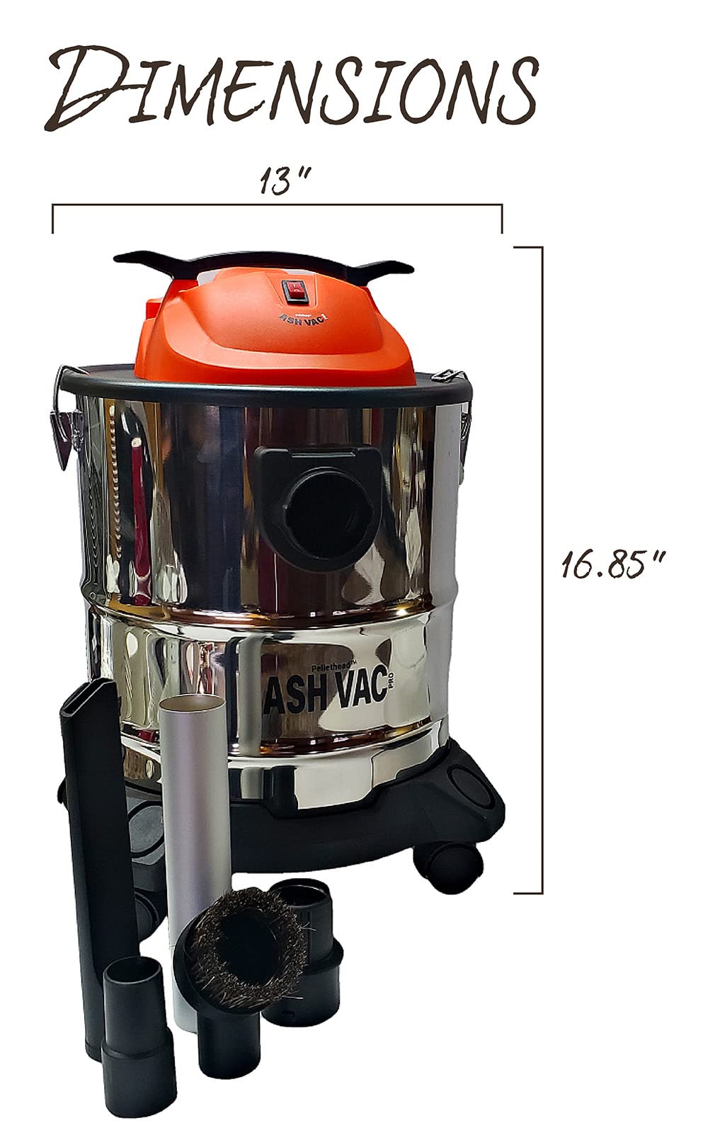 Pellethead Ash Vault Pro 5-Gallon 10-Amp Power Ash Vacuum with Hose Accessories and Heat-Resistant HEPA Filters