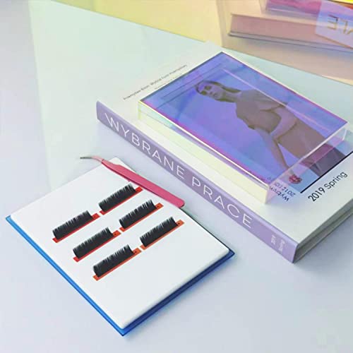 Eyelash Grafting Pallet with Cover, Dust-proof Acrylic Lash Tile holder, Dazzling Eyelash Extensions Storage Gasket Pads for Beauty Artist Salon (Dazzling L)