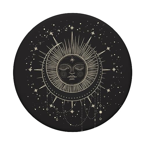 Moon Sun Stars Astrology Black PopSockets Standard PopGrip