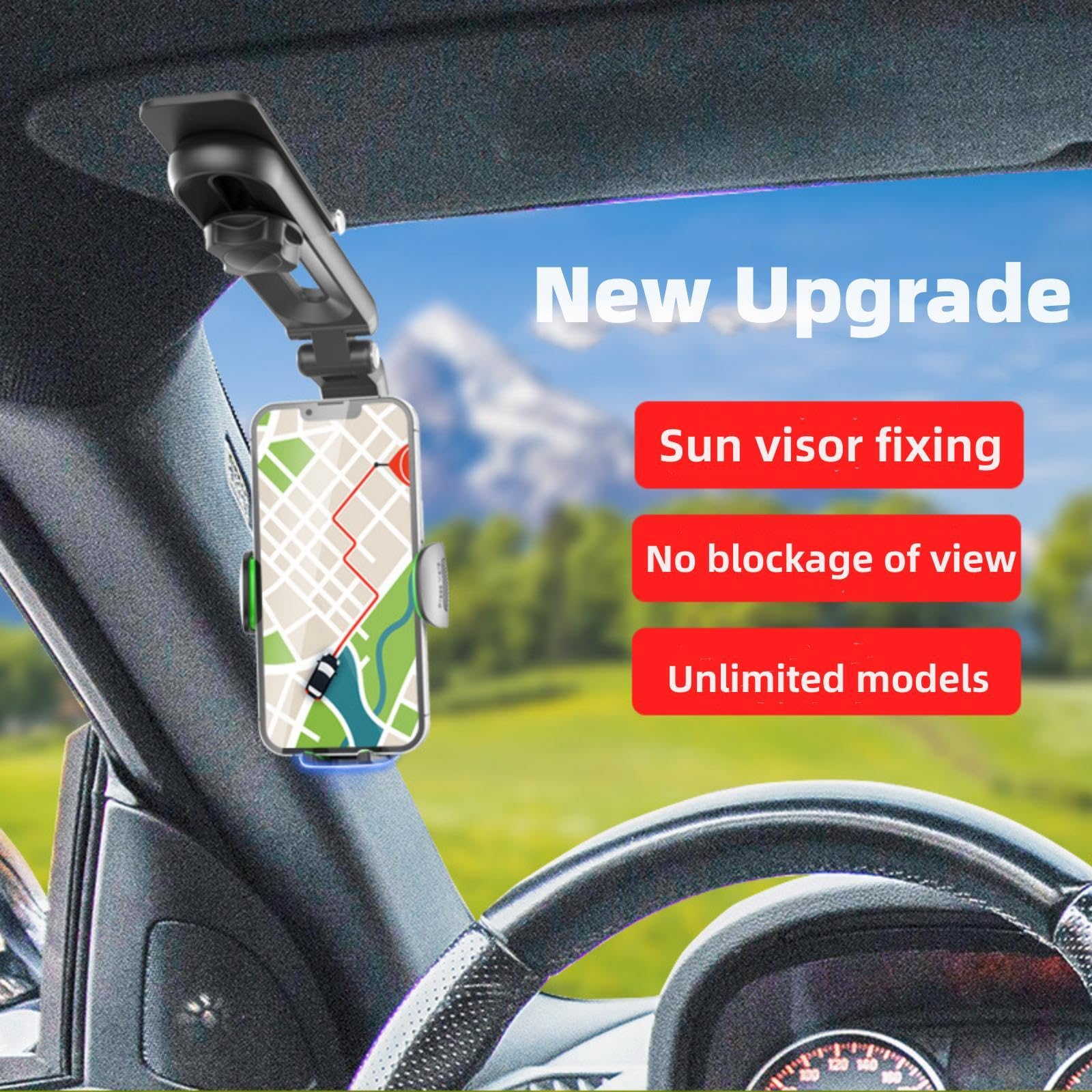 GOJUHANLIN 360 Rotatable and Retractable Car Phone Holder, Universal Adjustable Phone Holder for Most Phones, Compatible with Smartphones, Grey