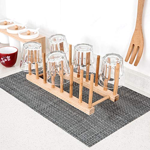 Wevapers 2Pack Bamboo Wooden Dish Rack, Plate Rack Stand Pot Lid Holder, Kitchen Cabinet Organizer for Cup, Cutting Board, Bowl, Drying Rack and More