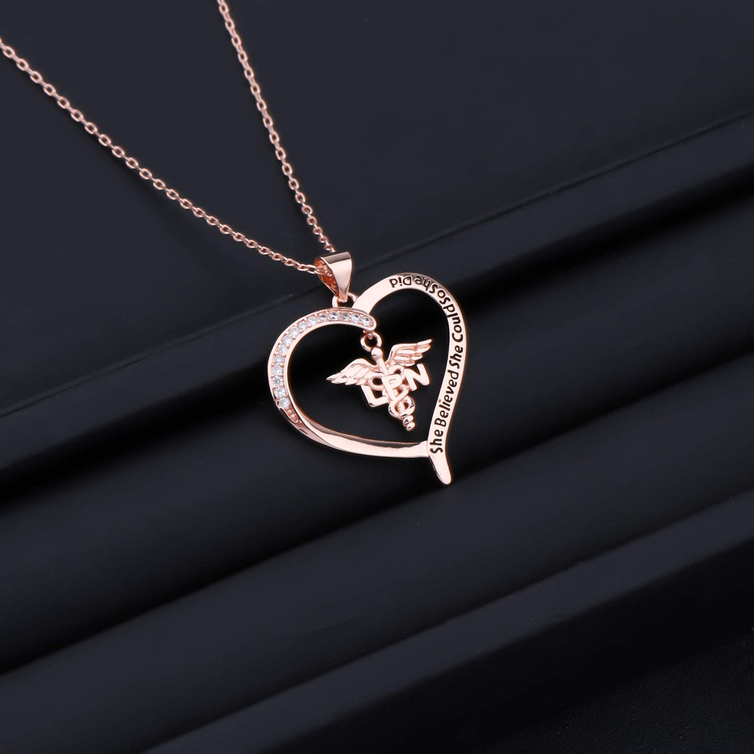 ENSIANTH LPN Gift LPN Necklace Licensed Physicians Nurse Gift Nursing Student She Believed She Could So She Did Inspiration Gift (LPN NE RG)