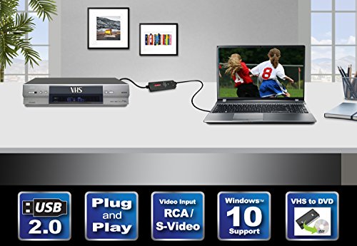 Diamond Multimedia VC500 One Touch VHS to Digital File, DVD Converter with Easy to use Software, Convert, Edit and Save For Win7,8,10,11