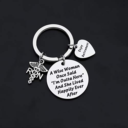 ENSIANTH Medical Professional Retirement Keychain Enjoy Retirement Gift for Doctor Nurse RN NP LVN LPN BSN (RN Key)