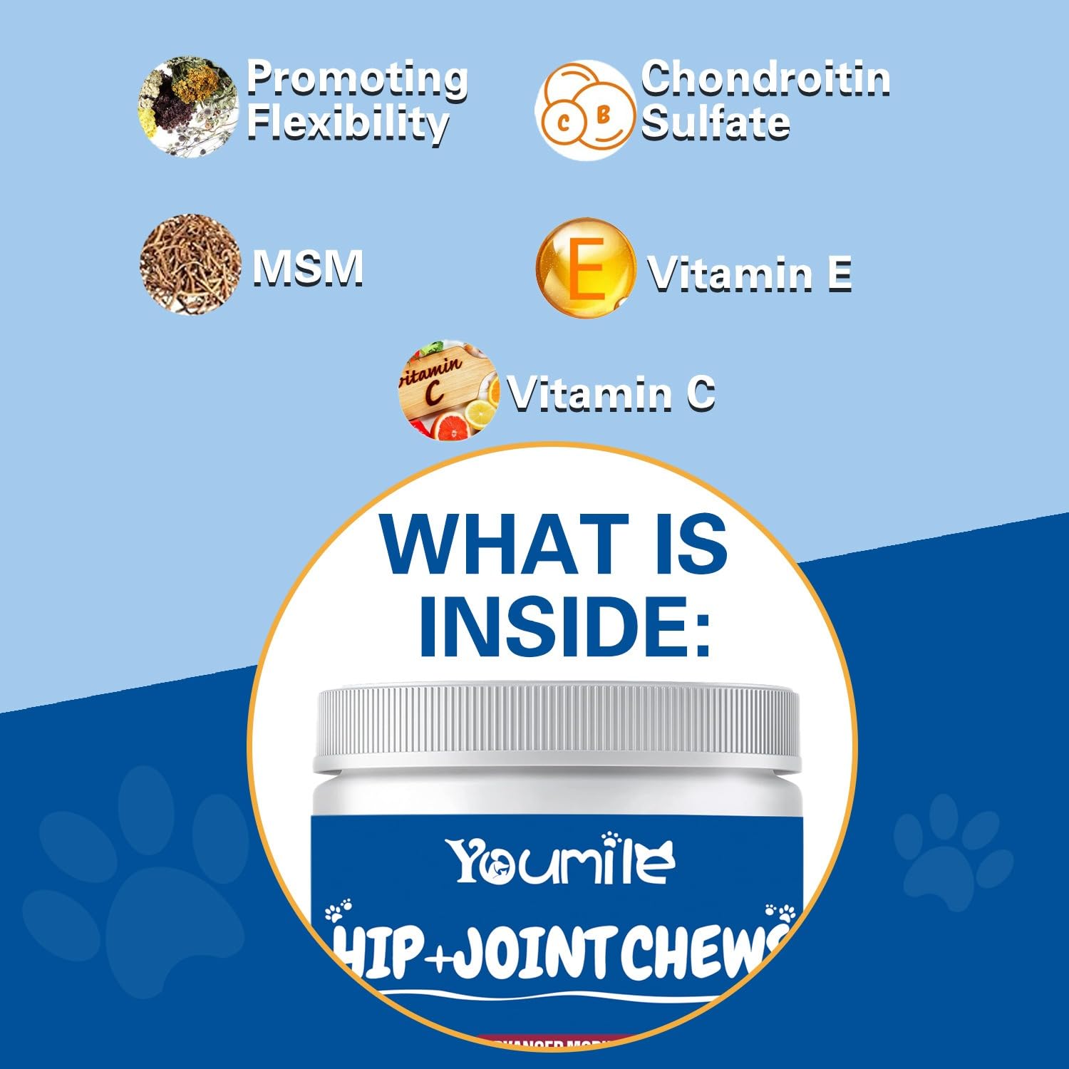 SMASUPT Pets Hip + Joint Chews for Dogs Advanced Dog Joint Supplement Healthy Mobility Treats 120 Count