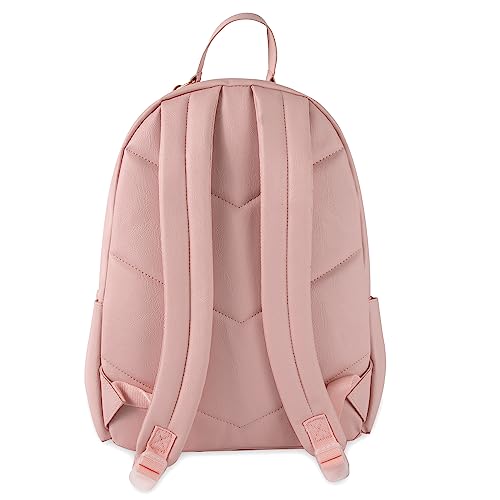 Emma & Chloe Pastel Pink Leopard Waterproof Vinyl Backpack for Commuting, Traveling (Pink Leopard)
