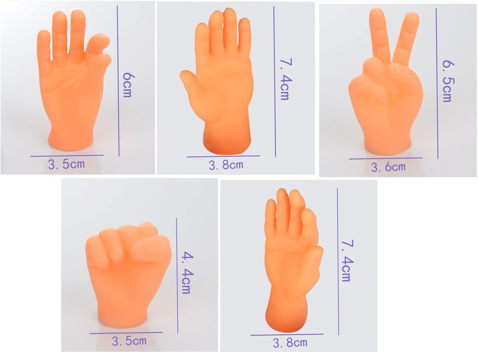 Dong Huang 12pcs Portable Tiny Hands for Fingers Miniature, Flat Hand Style Mini Hand Finger Puppet, Funny Little Finger Hands(Rock, Paper, Scissors)