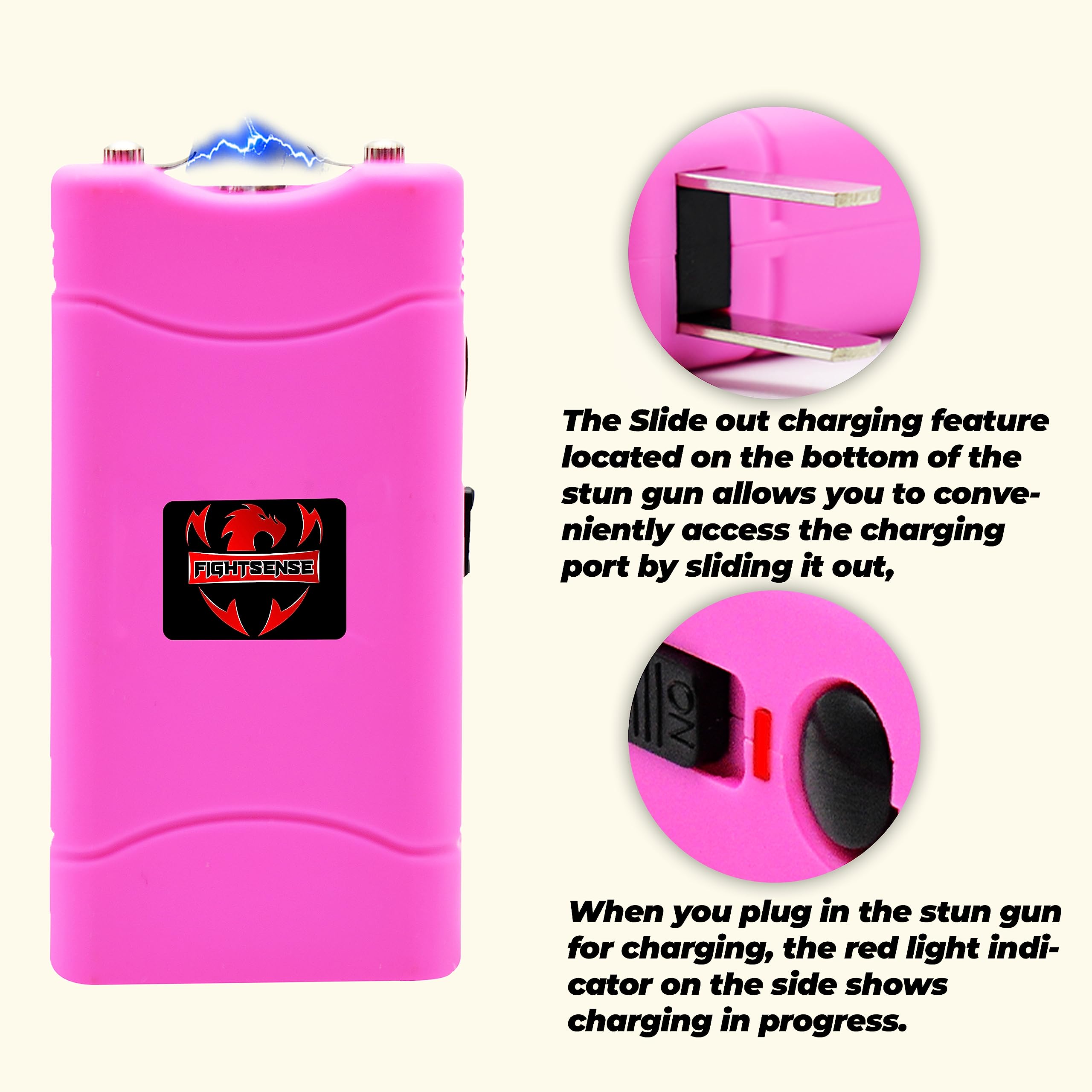FIGHTSENSE Mini stun Gun for Women self Defense (Black)