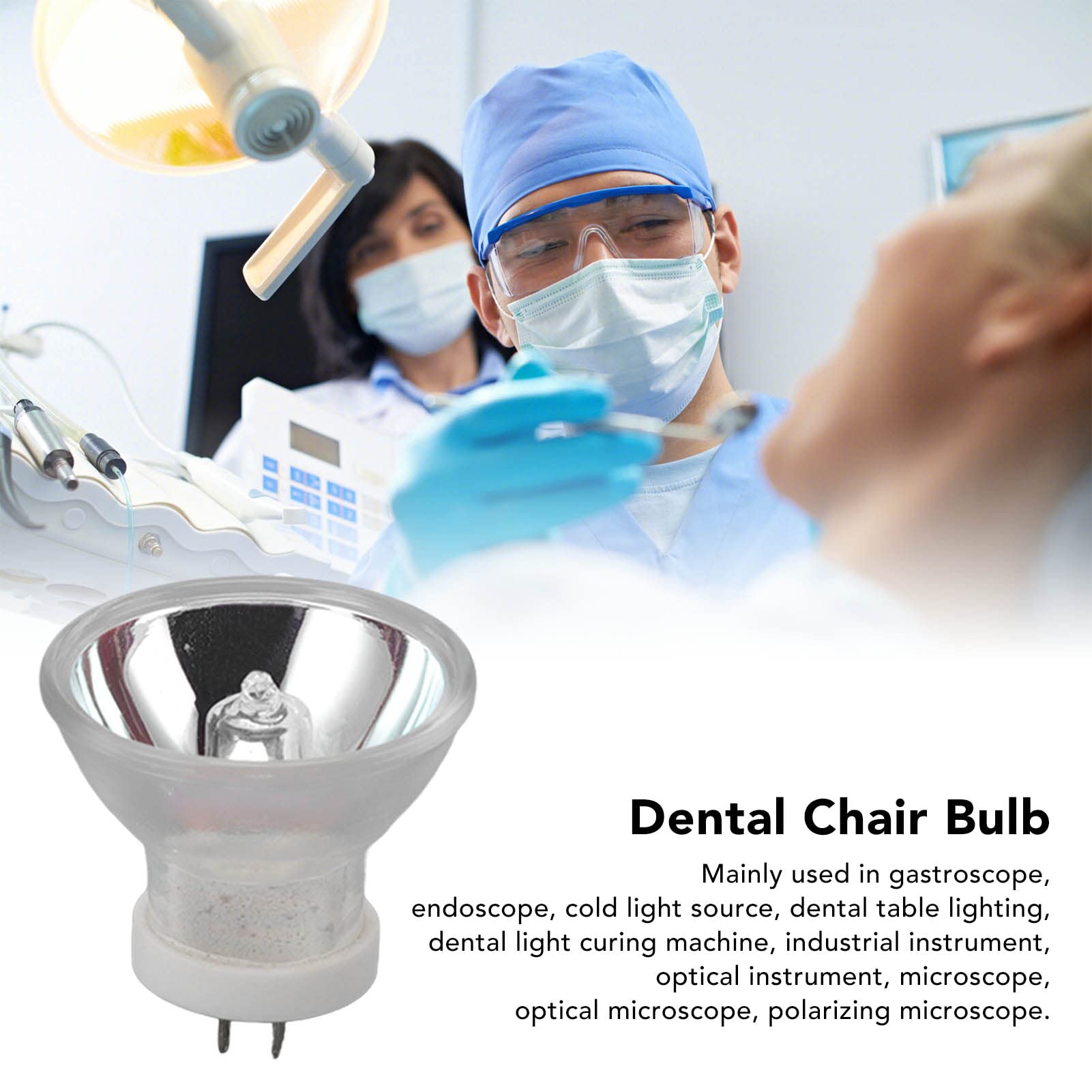 HURRISE Dental Chair Halogen Bulb Lights, Professional Heat Conduction 12V 75W 35mm Bulbs for Dentists Cold Light Source