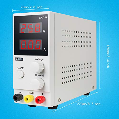 Priomive 30V 10A K3010D Mini Variable Regulated Adjustable DC Power Supply 110V/220V for Laboratory