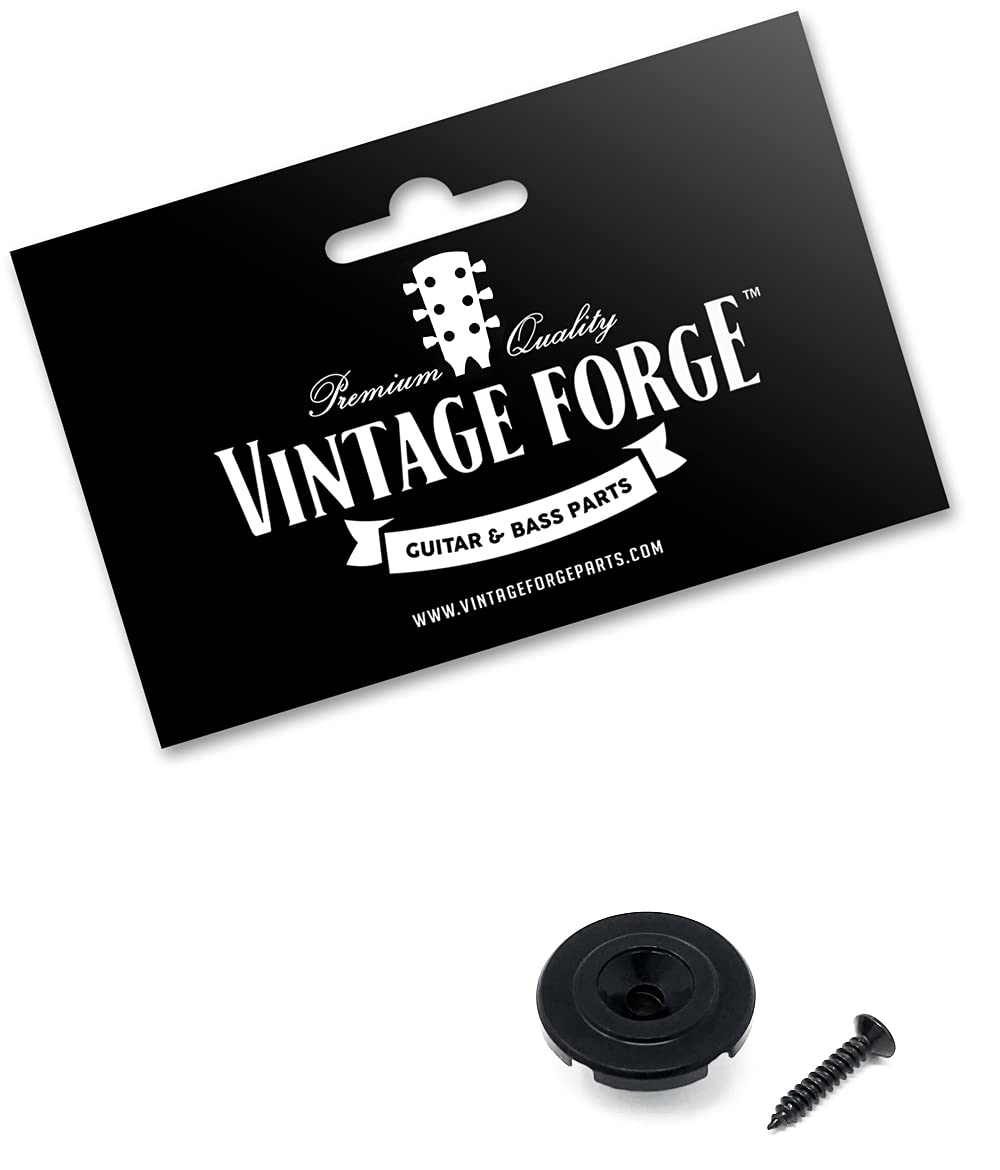 Vintage Forge Black Tall Round Slotted String Retainer Guide Tree for Fender Precision Jazz Style Bass Guitars and Others with Screw BSR10-BLK