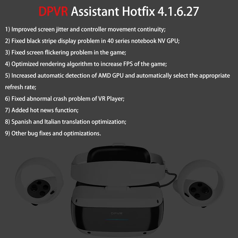 DPVR E4 VR Headsets, PCVR Headset with Controller, 3664x1920 Res, 116° FOV, 120Hz Refresh Rate, Inside-out 6 DoF Tracking, 280g light weight, Virtual Reality Headset for PC, Support SteamVR Games