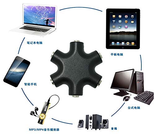 MAOYE 5-Way Multi Headphone Audio Splitter Connector Headphone Splitter, 3.5mm Audio Stereo Splitter Cable 1 Male to 5 Port Female Earphone Headset Splitter Adapter Compatible with iPhone, Samsung,